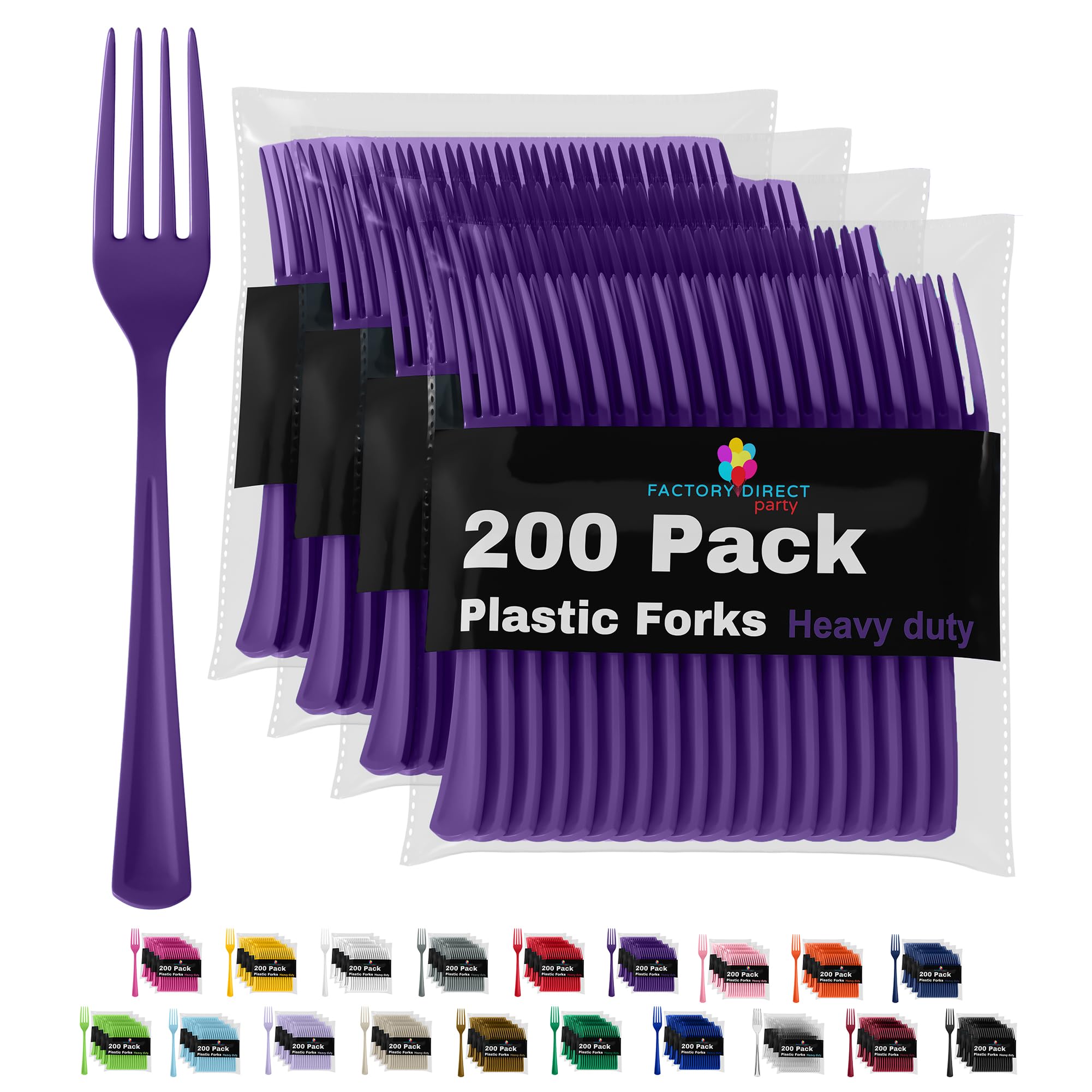 Amazon.com: Disposable Purple Plastic Forks 200 Pcs - Heavy Duty Purple ...
