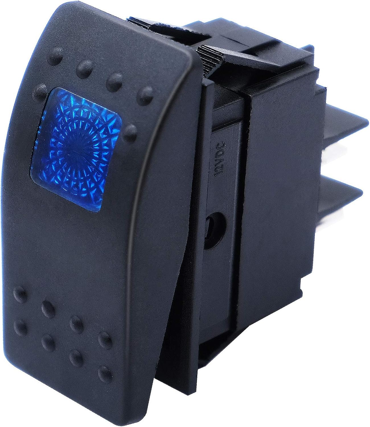 mxuteuk 12V 20 Amp Waterproof Blue LED On/Off Boat Marine Rocker Switch ...