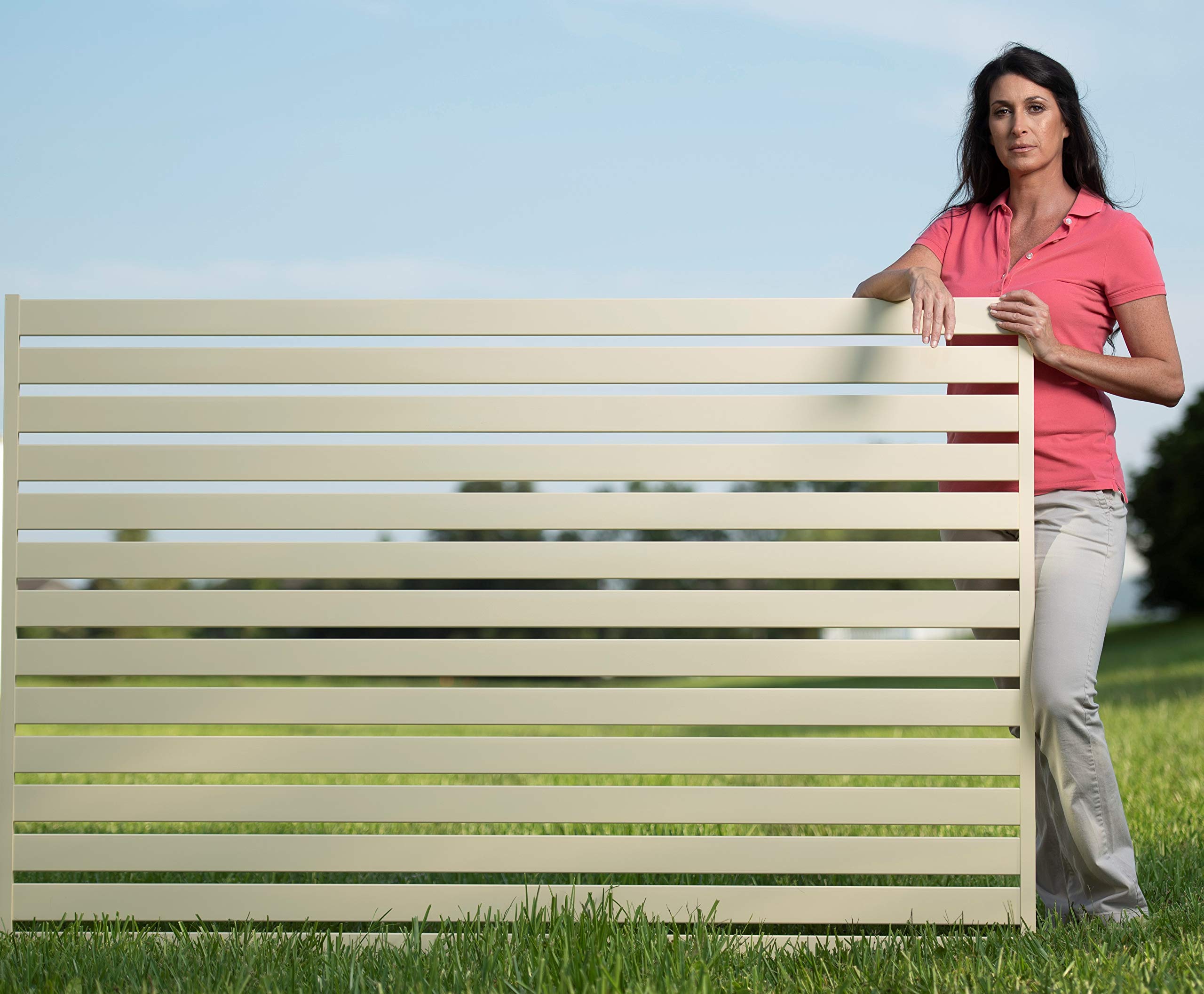 Stratco Aluminum Slat Fencing Kit (White) 94” x 71" Horizontal Privacy ...