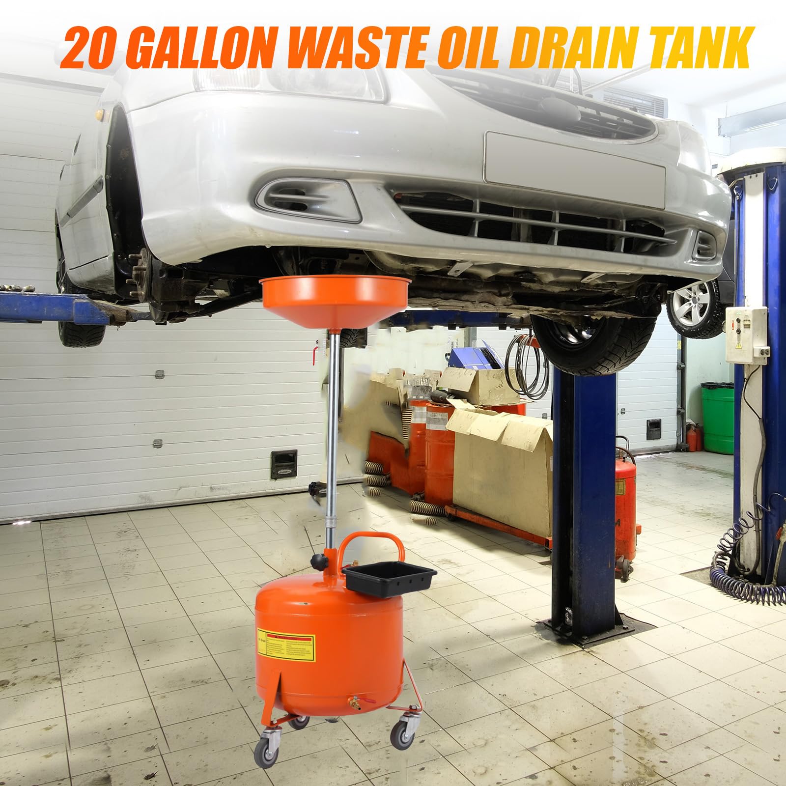 Snapklik.com : 8 Gal Waste Oil Drain Change Tank, Portable Oil Drain ...