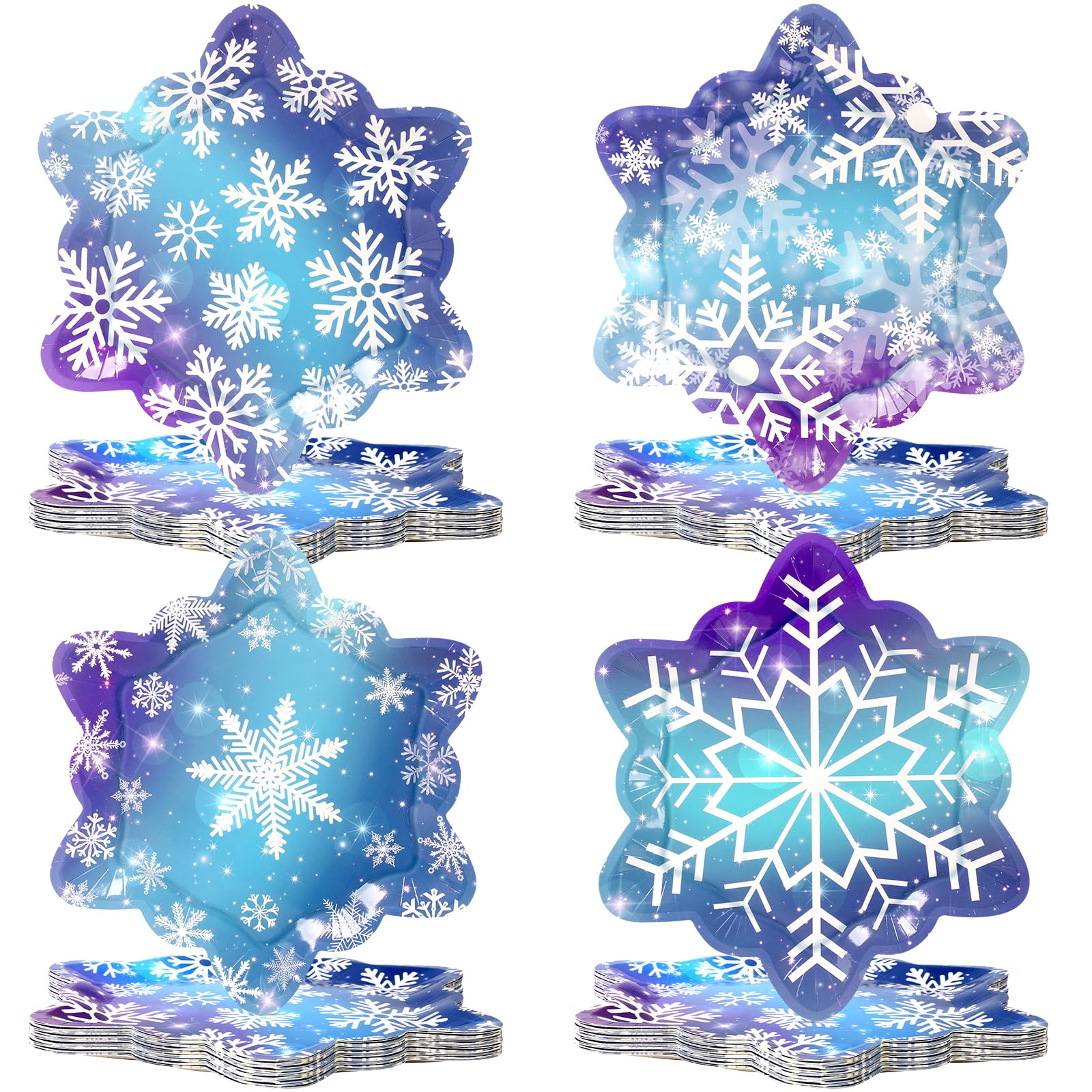 Amazon.com: 48 Pcs Winter Snowflake Paper Plates Christmas Snowflakes ...