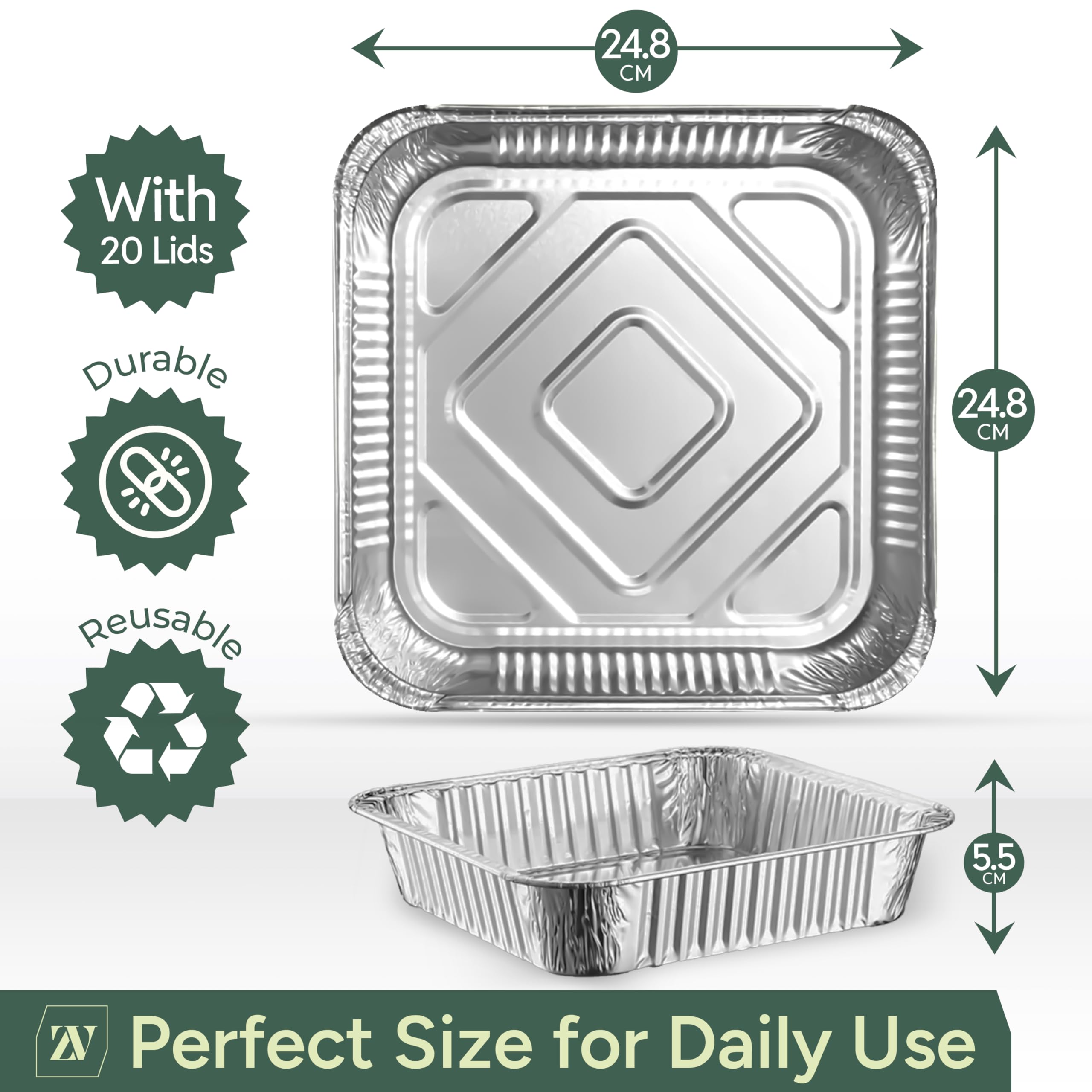 Snapklik.com : Zuvo Large Disposable Aluminium Foil Trays Containers