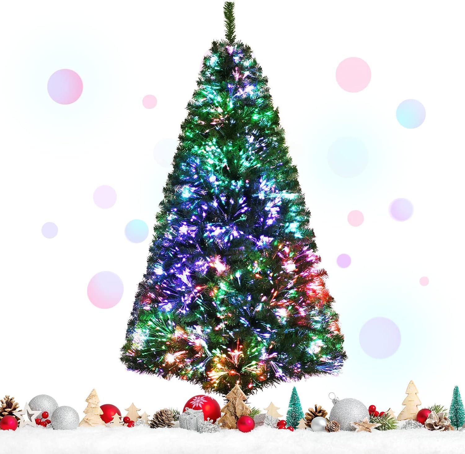 Amazon.com: Happygrill 6FT Fiber Optic Christmas Tree, Artificial ...