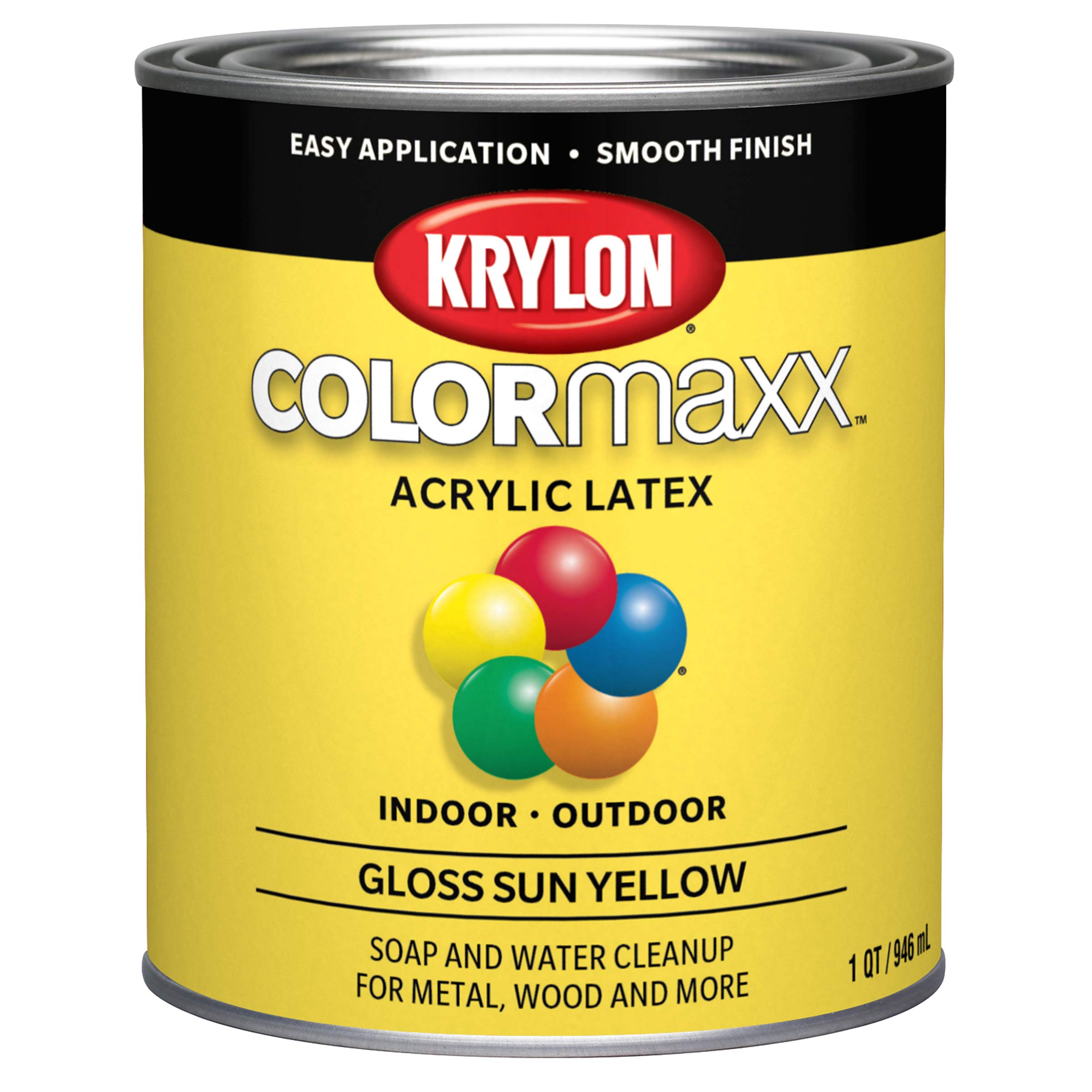 1 qt Krylon K05645007 Sun Yellow COLORmaxx Paint & Primer, Gloss ...