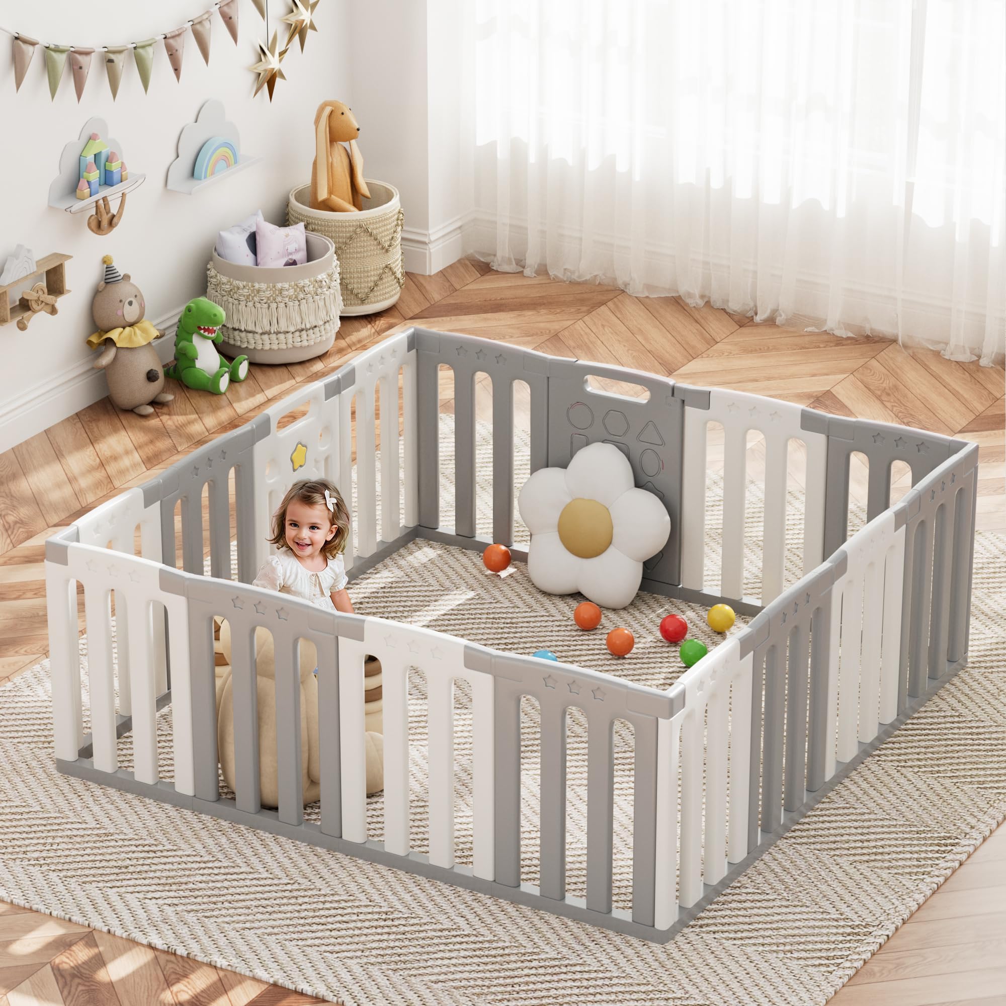 Amazon.com : JUMMICO Baby Playpen, 26 Sq. Extra Large Playpen for ...