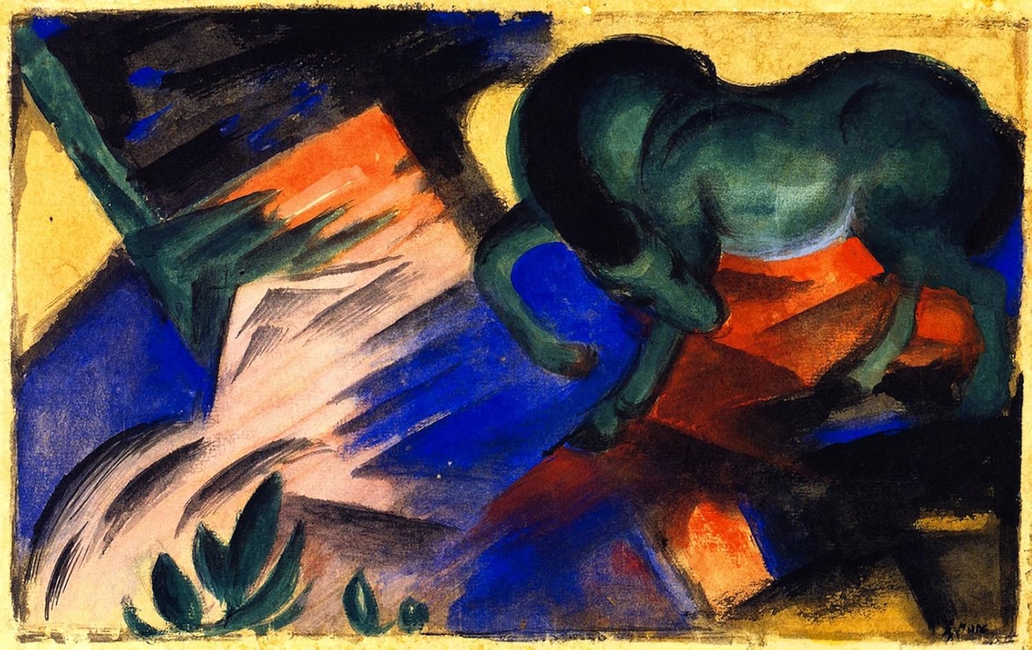 Amazon.com: Aenx Franz Marc - Green Horse Painting Private Collection ...