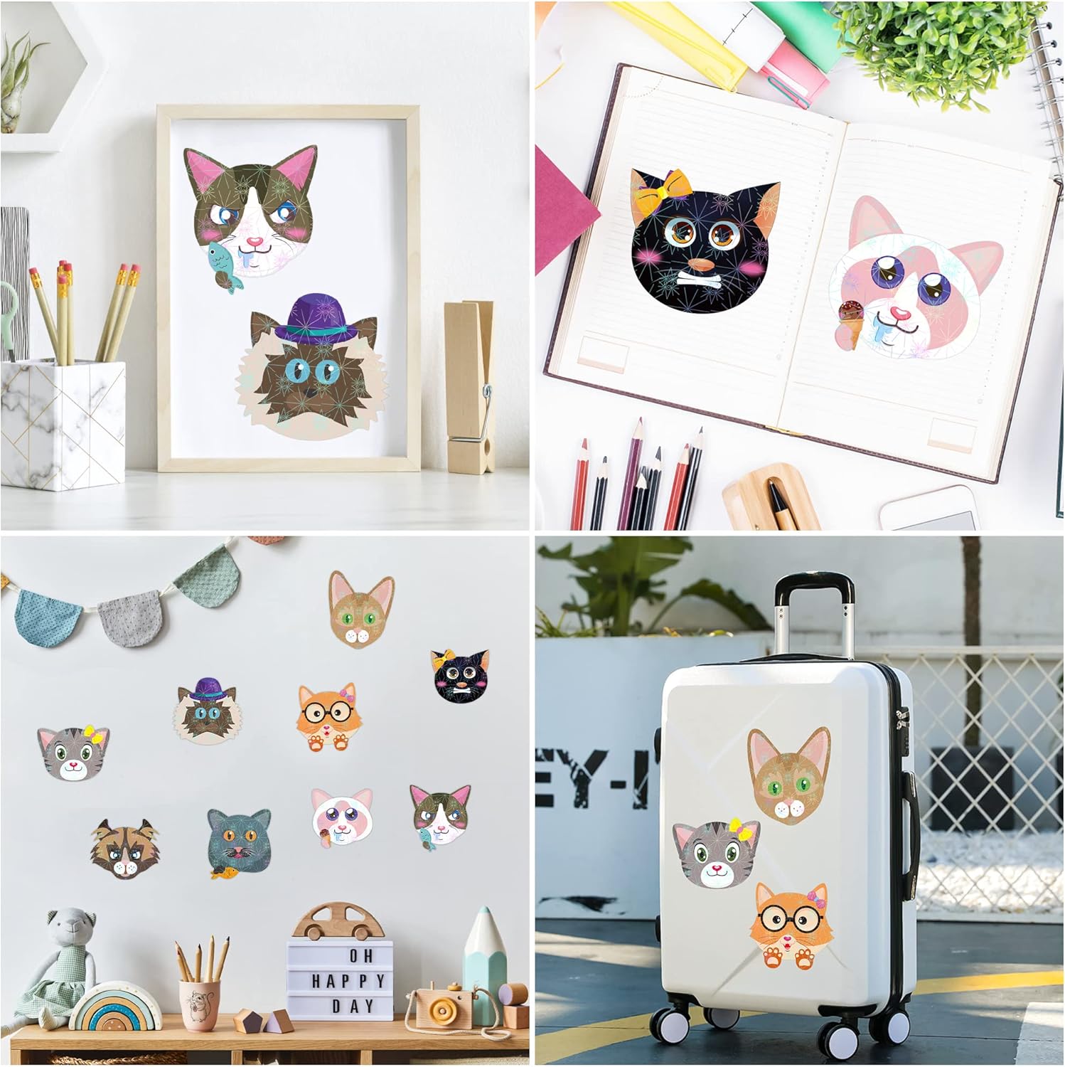 Buy HubirdSall 45Pcs Cats Make-a-Face Stickers Make Your Own Cats ...