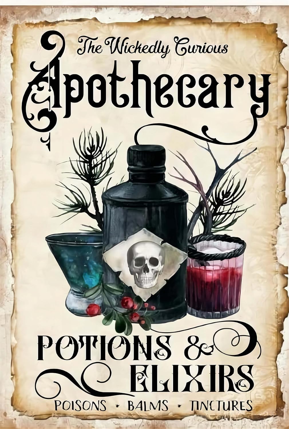 Amazon.com: Halloween Apothecary Sign, Potions & Elixirs Spells Sign ...