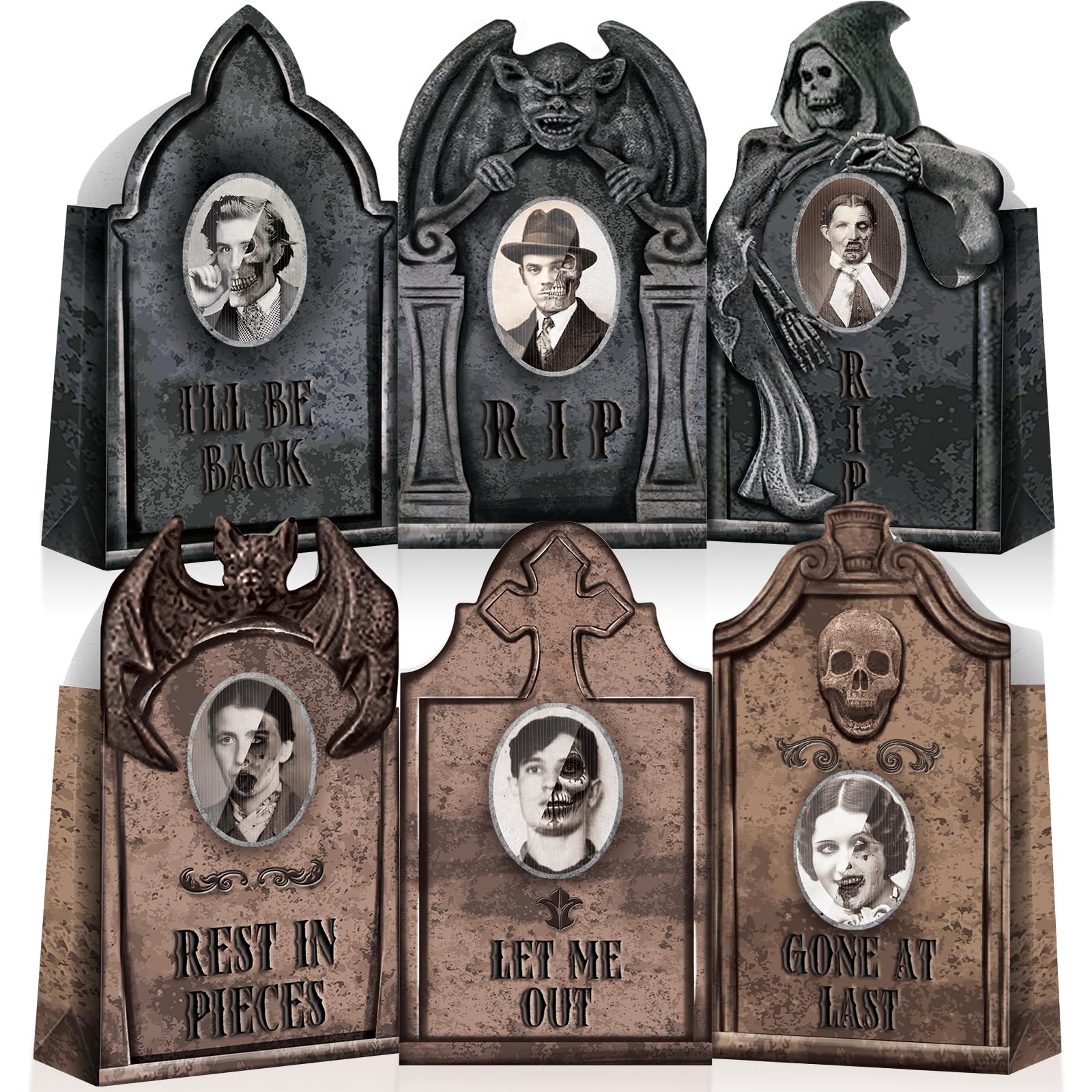 Snapklik.com : Lemosae 24 Pcs 11 Halloween Tombstone Paper Treat Bags