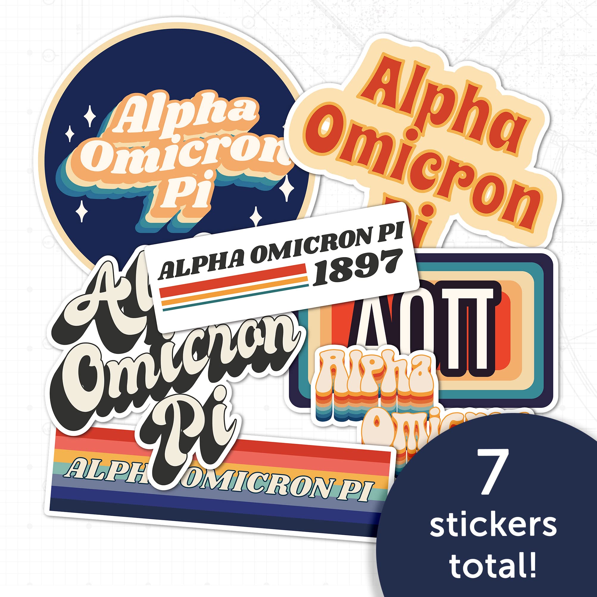 Snapklik.com : Desert Cactus Alpha Omicron Pi 70s Themed Sticker Sheet ...