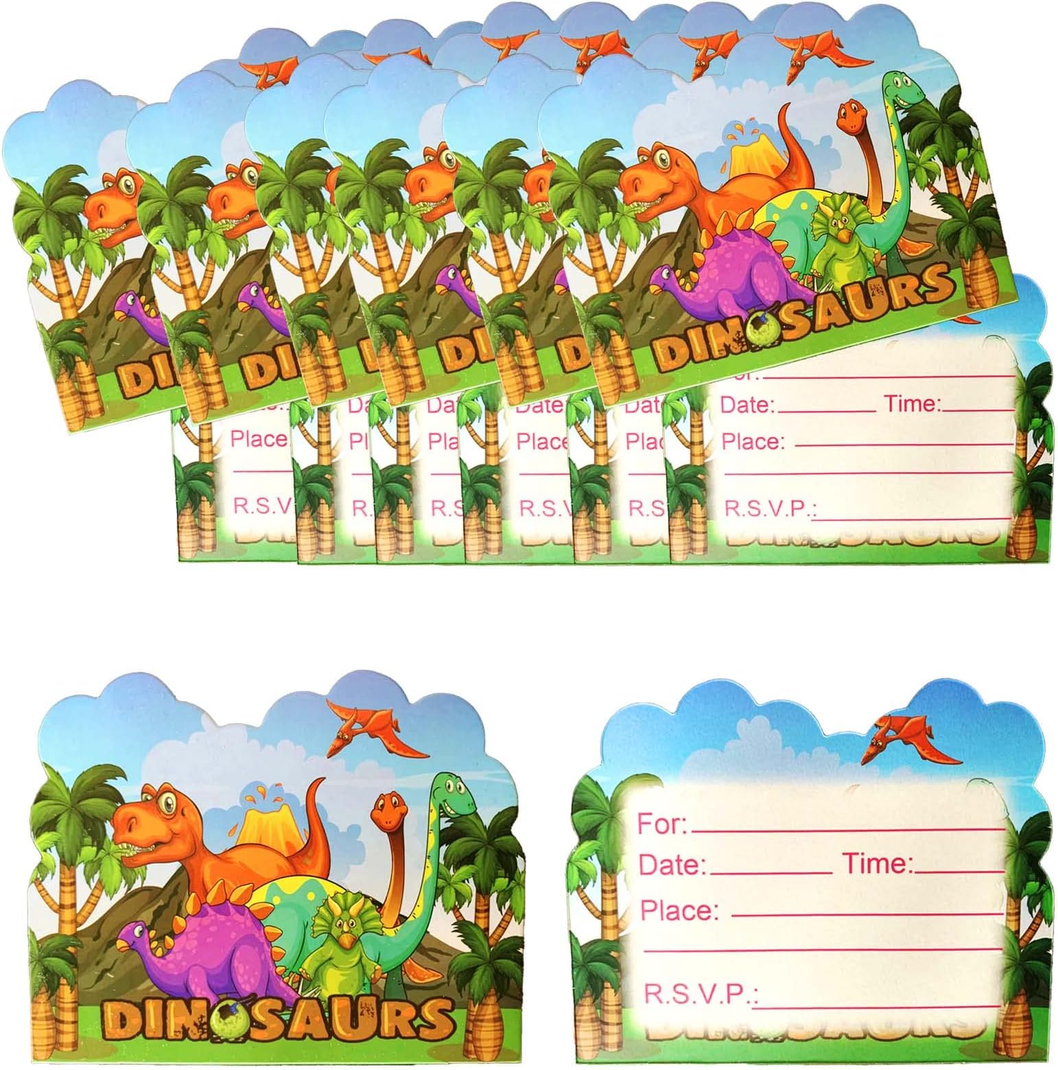 20PCS Dinosaur Invitation Cards for kids Birthday,Dinosaur Birthday ...