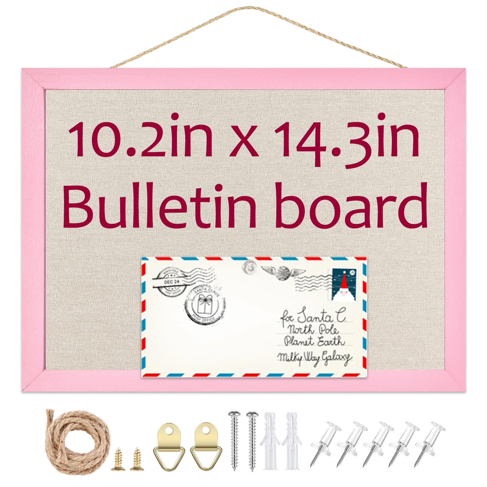 Amazon.com : Linen Bulletin Board,10.2"x14.3" Pink Wood Frame Bulletin ...