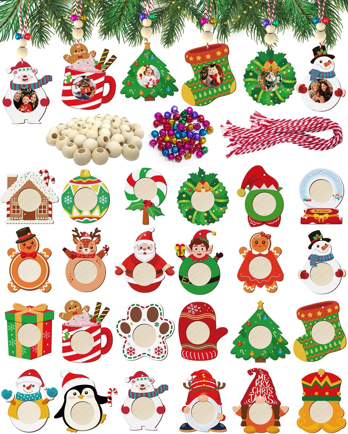 Amazon.com - CORALMEE 24Pcs Christmas Pictures Frame Ornaments, Picture ...