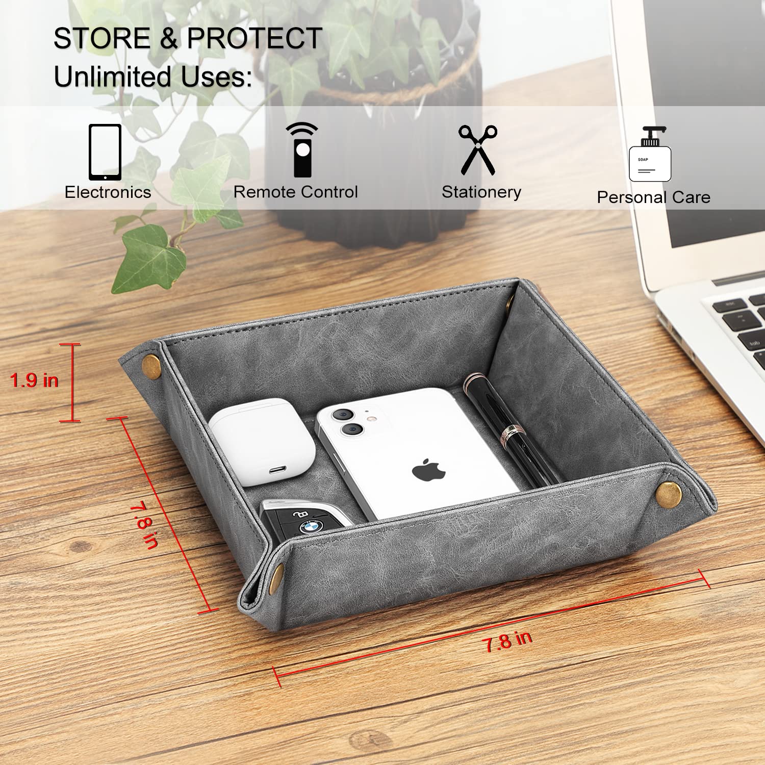 Snapklik.com : SITHON Valet Tray Desktop Storage Organizer Premium PU ...