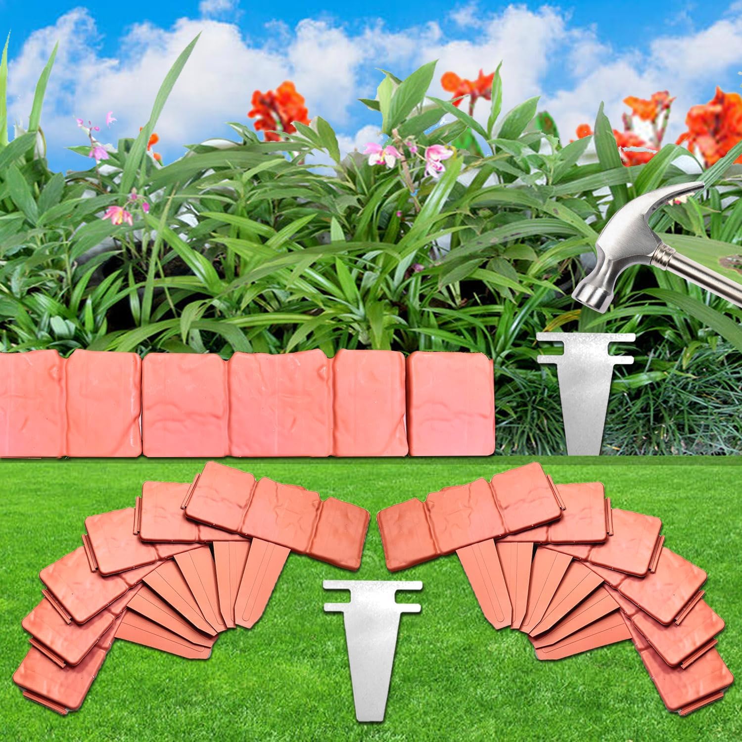 Amazon.com : Garden Edging Border with Metal Installation Accessory ...