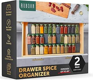 Amazon.com: Metal Spice Drawer Organizer (2 PK) - Expandable Spice Rack ...
