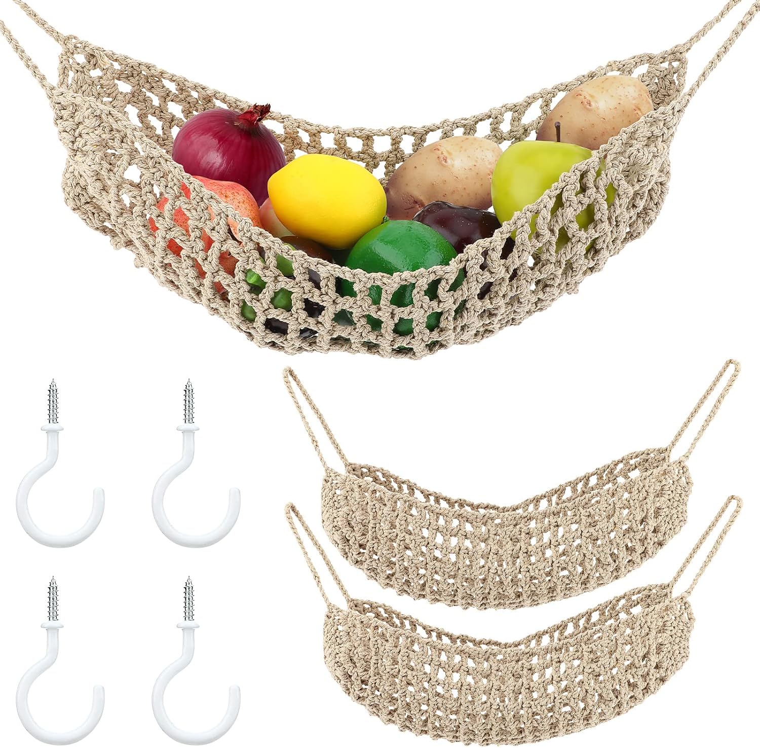 Amazon.com - Grathia 2 PCS Hanging Fruit Basket for Kitchen Counter ...