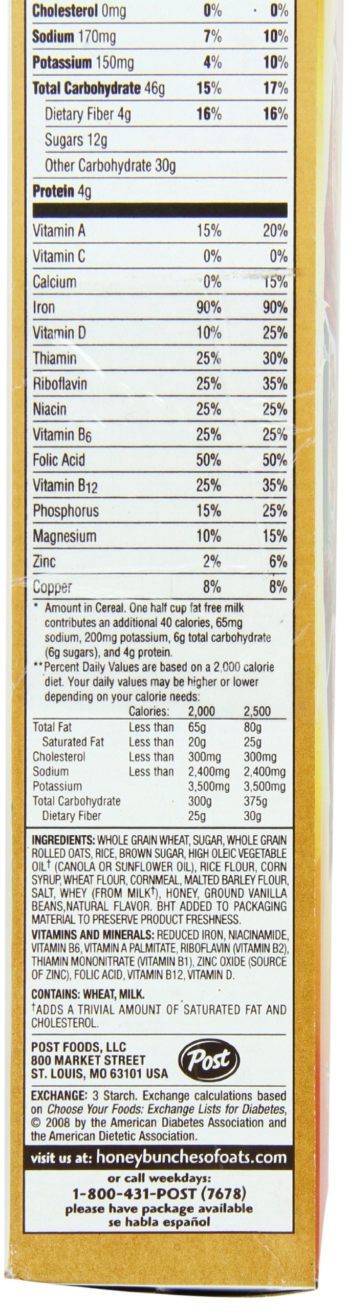 Honey Bunches Of Oats Nutrition Facts Honey Bunches Of Oats Granola