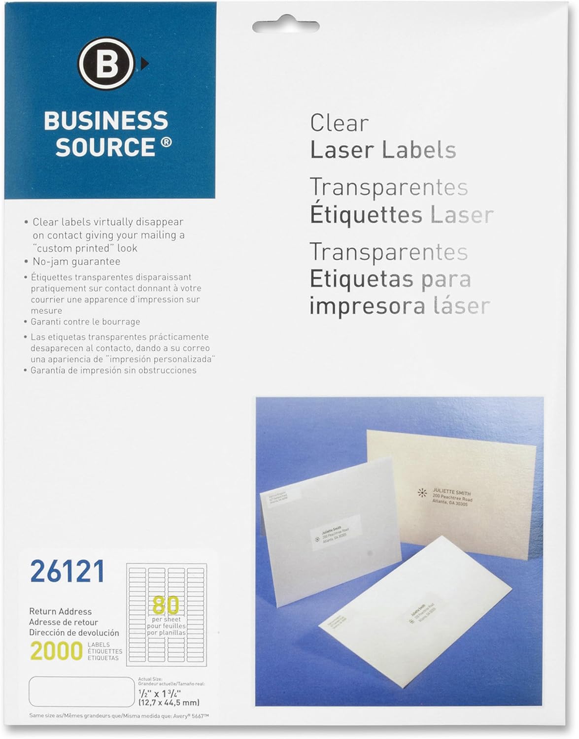 Amazon.com : Business Source Labels Labeling Systems Address Label, 1/2 ...