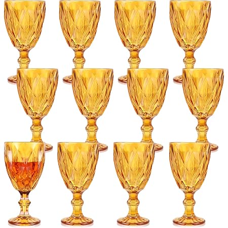 Amazon.com | Whole Houseware | Colored Amber Drinking Glasses | Amber ...