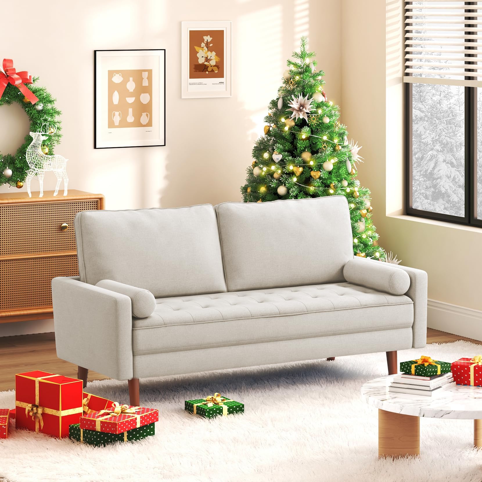 Amazon.com: Weture 69”W Loveseat Sofa, Mid Century Modern Couches for ...