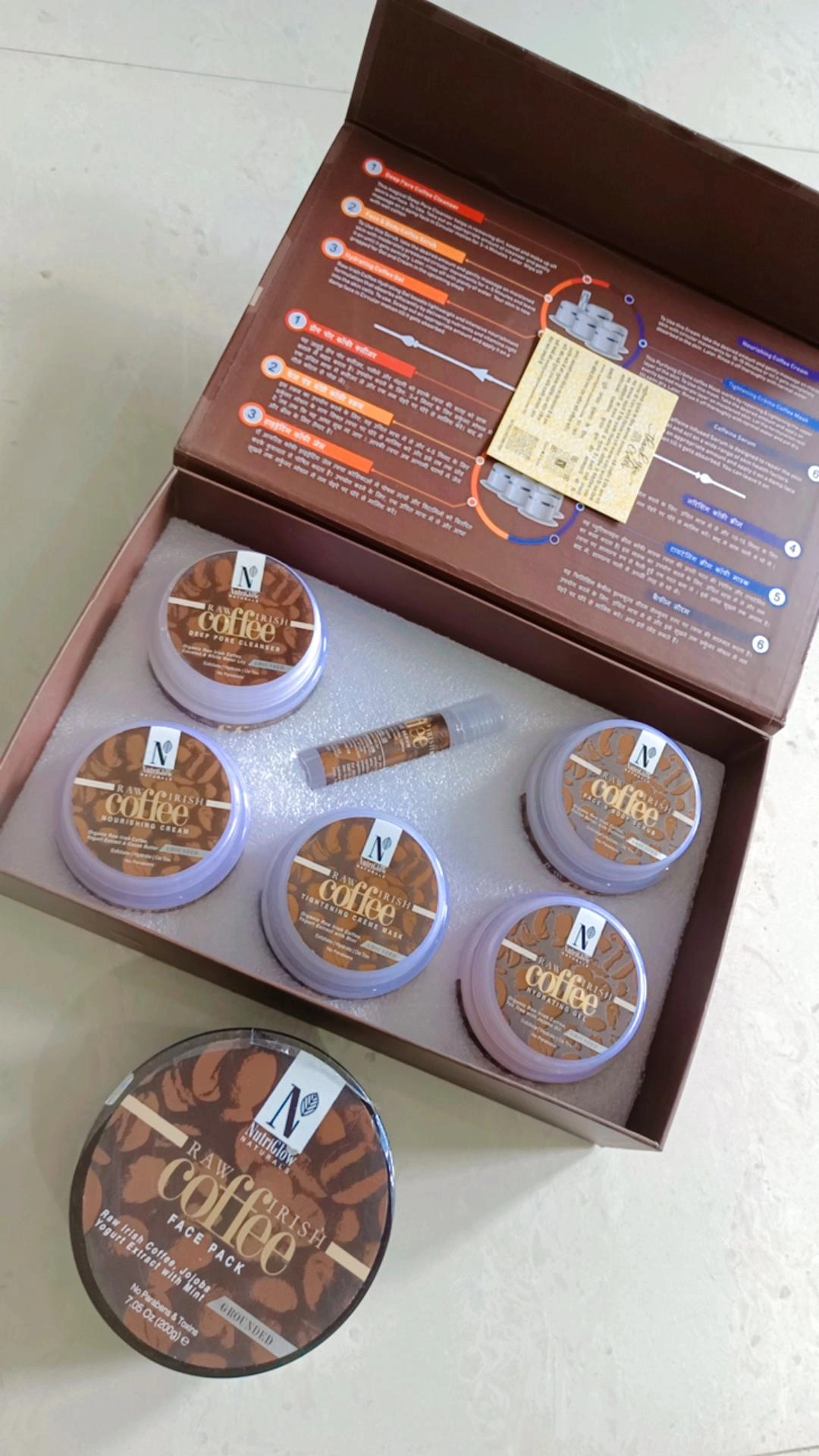NutriGlow Natural's Raw Irish Coffee Facial Kit (250gm + 10ml) With ...
