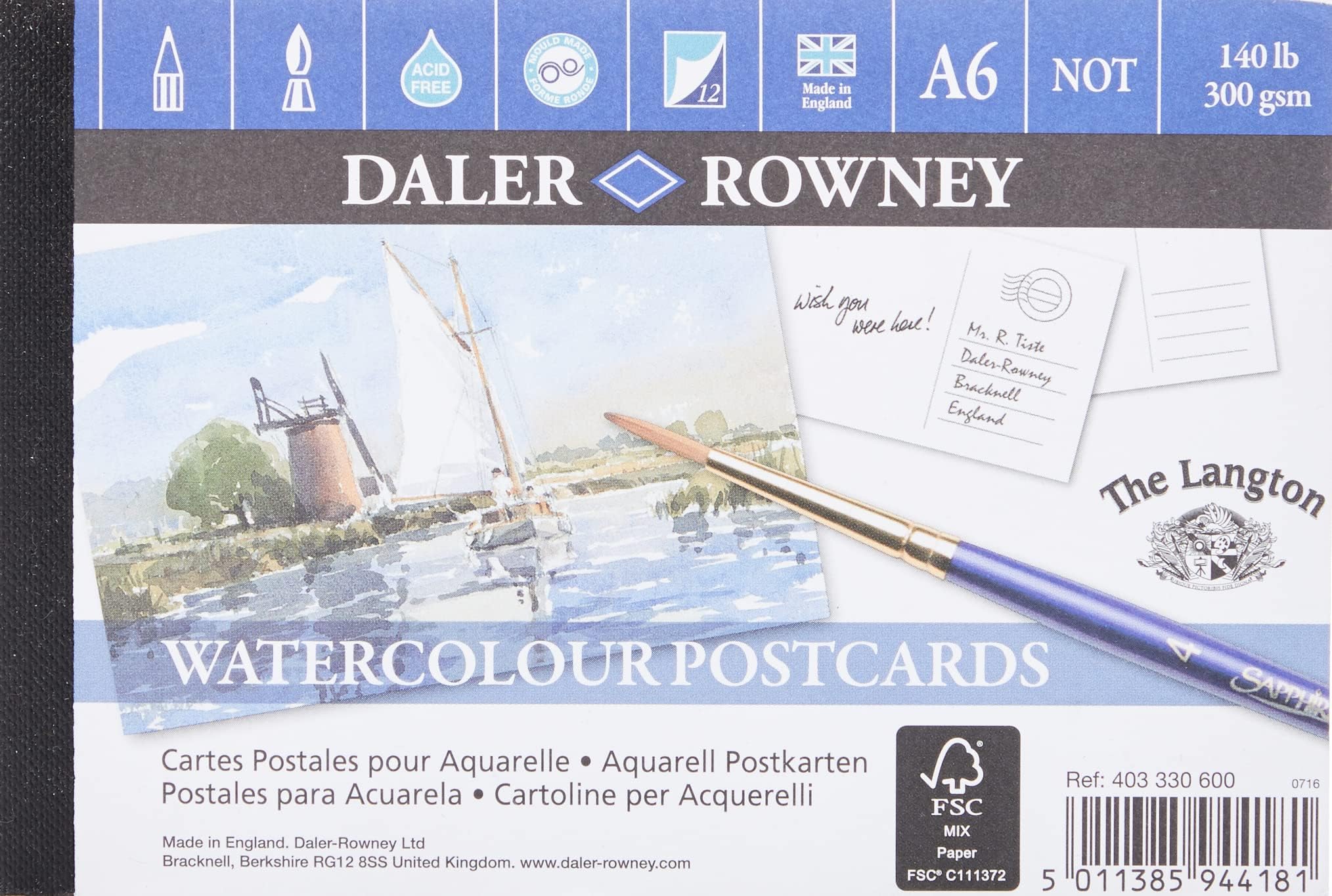 Daler-Rowney The Langton Cold-Pressed 300gsm 5.8 x 4.1in Watercolour ...