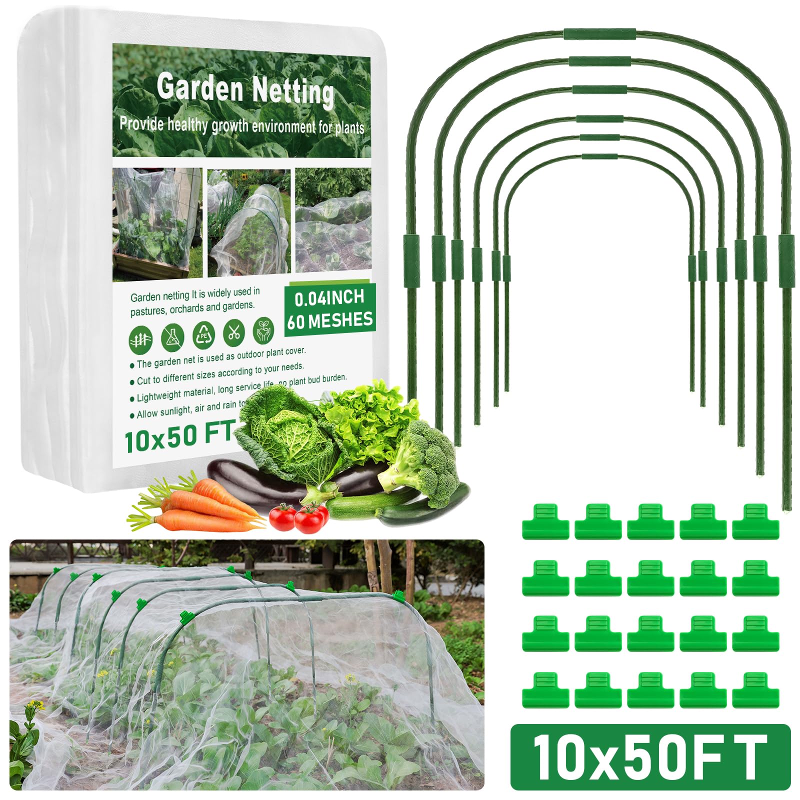 Snapklik.com : GonLei 10x 50FT Garden Mesh Netting Kit Raised Beds