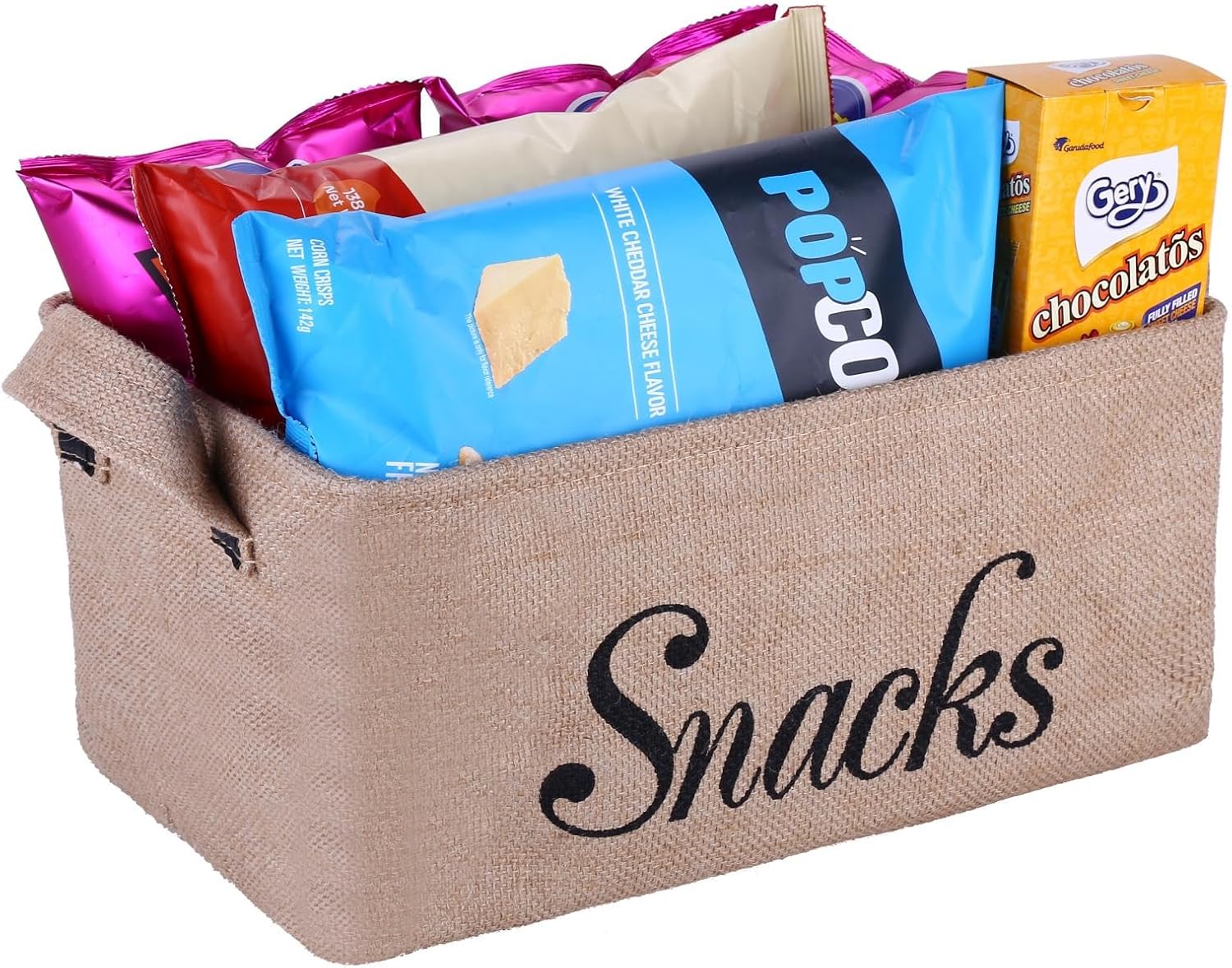 Amazon.com: Snack Storage Bin Burlap Storage Basket Pantry Snack ...