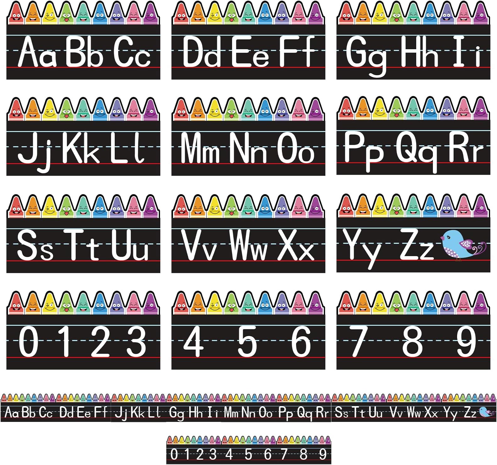 Amazon.com: 12 Pcs Alphabet Bulletin Board Set，Alphabet Poster Number 0 ...