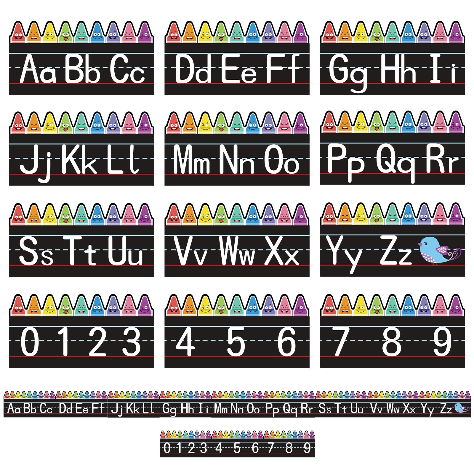 Amazon.com: 12 Pcs Alphabet Bulletin Board Set，Alphabet Poster Number 0 ...