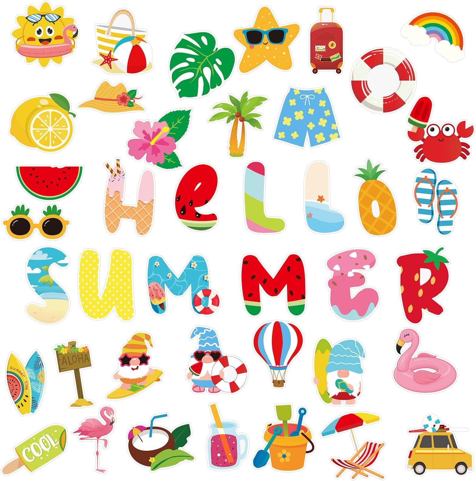 Amazon.com : Outus 71 Pcs Summer Bulletin Board Decoration Hello Summer ...