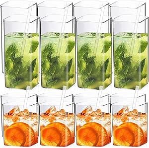Amazon.com | Mifoci 20 Sets Square Drinking Glass Cups 8 oz 13 oz ...