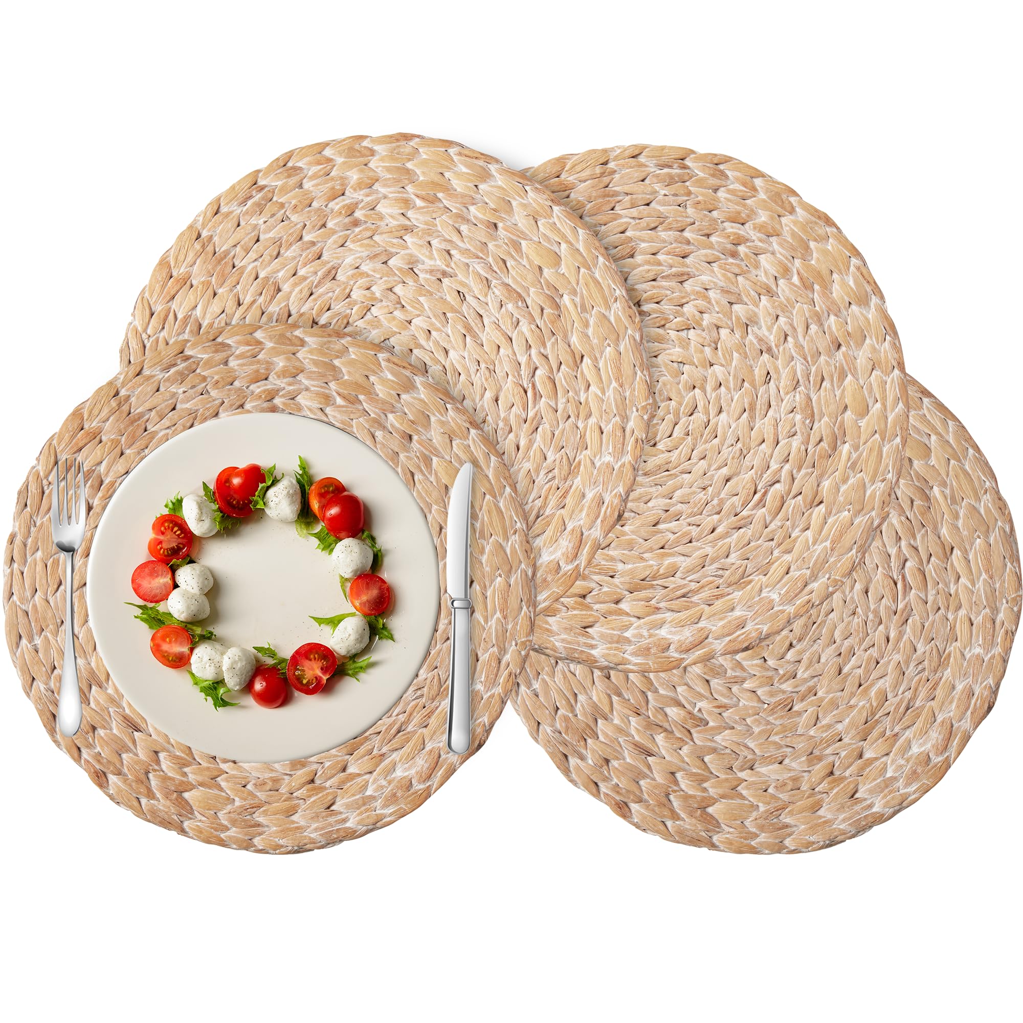 Snapklik.com : 15 Set Of 4 White Wicker Placemats, Water Hyacinth ...