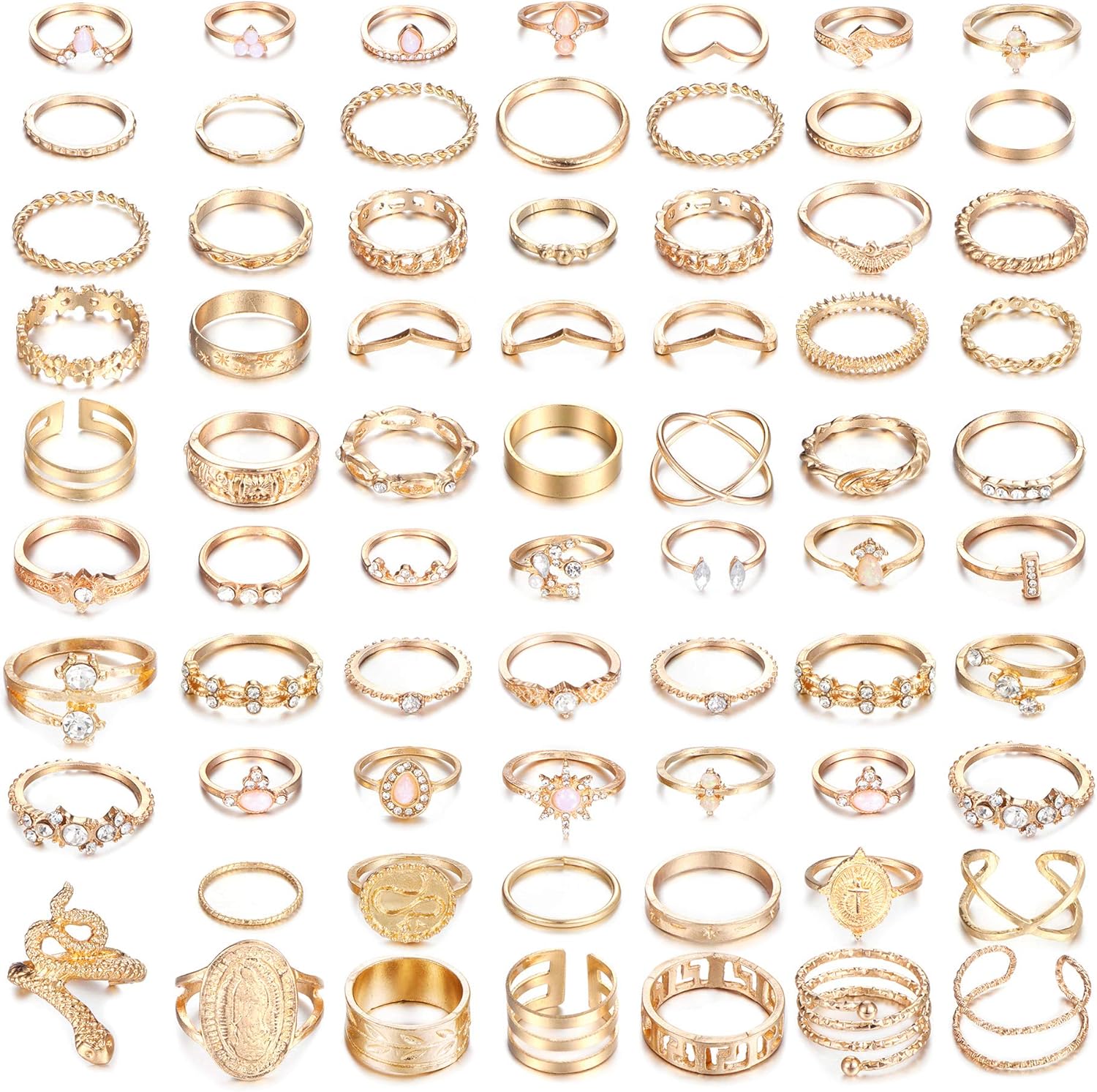 Florideco 69PCS Gold Plated Boho Knuckle Midi Ring Set Stackable Joint ...