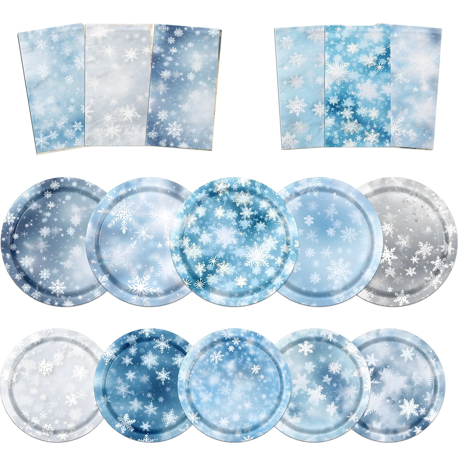 Amazon.com: Bezkega Winter Party Plates and Napkins,Snowflake Party ...