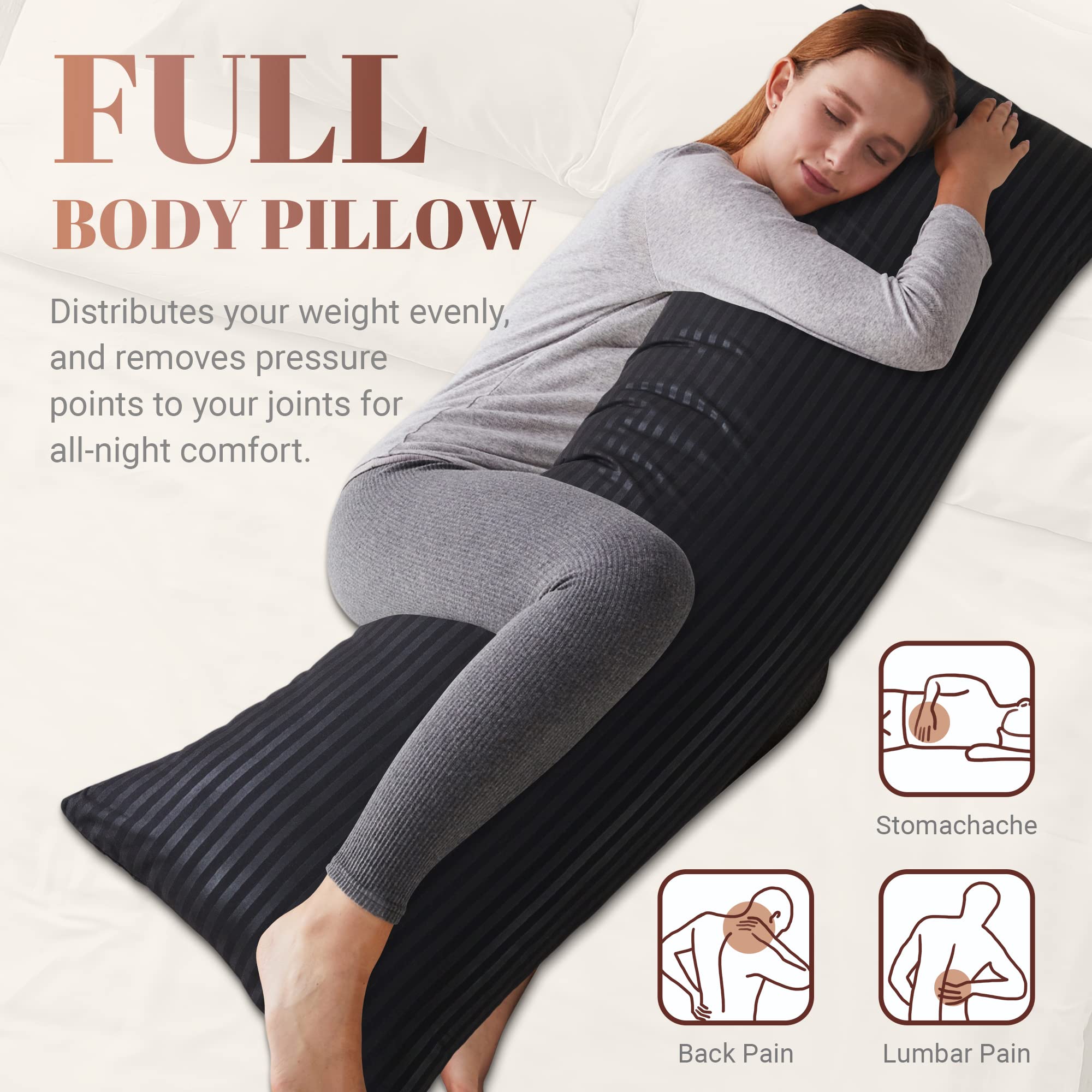 Snapklik.com : Cosybay Black Full Body Pillow Insert - Fluffy Long Bed ...