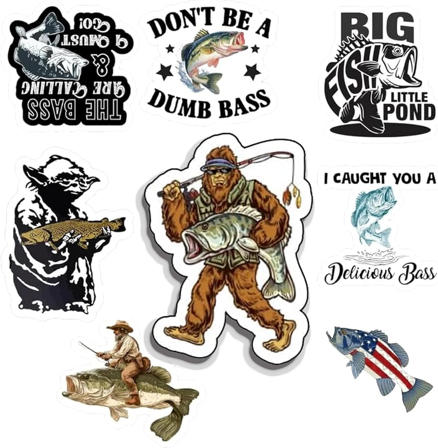 Amazon.com: 55pcs Bass Fishing Stickers - Waterproof Vinyl Decals for ...