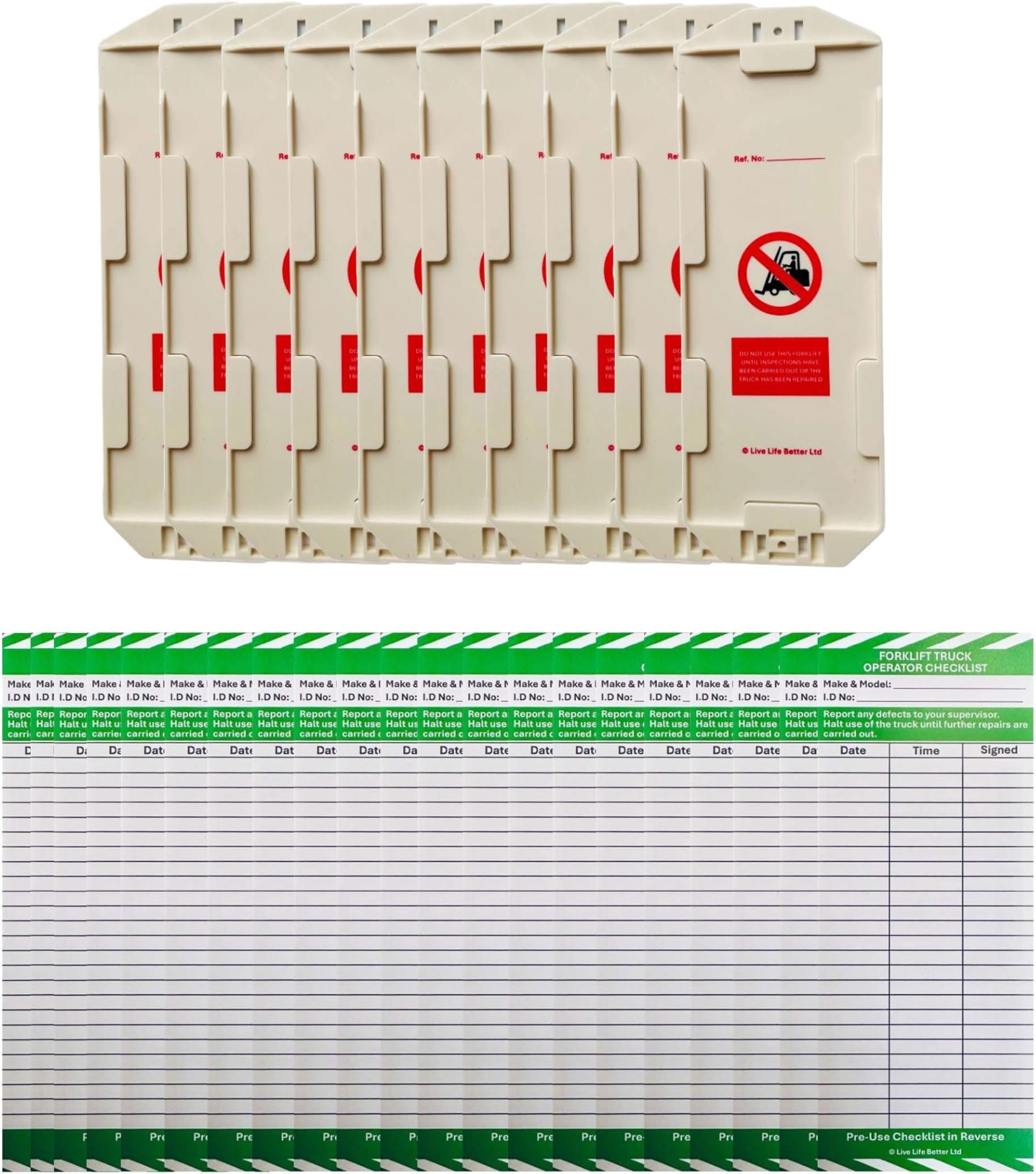 Forklift Truck Safety Tag and Insert - Pack of 10 Holders and 20 ...