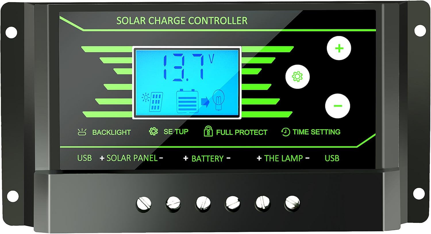 Amazon.com : 30A Solar Charge Controller PWM 12V 24V Auto with Back ...