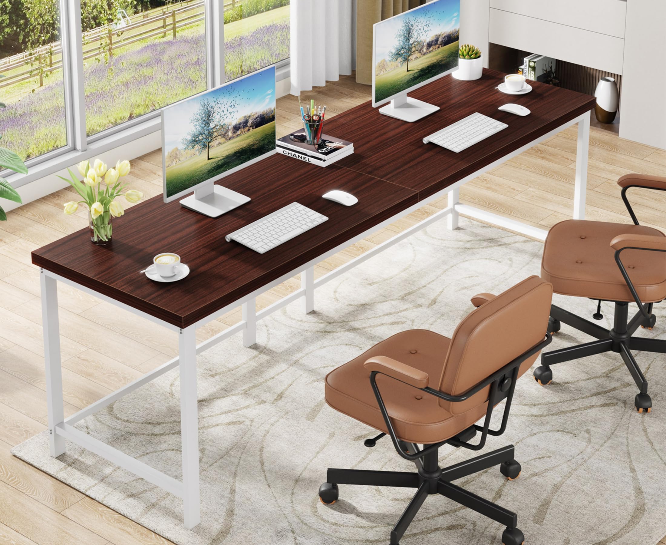 Amazon.com: Trggivs 78.7 Inches Extra Long Computer Desk 2 Person Desk ...