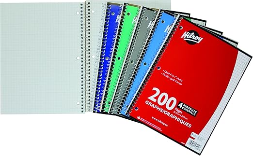 Hilroy Quad Ruled Coil Notebook, 1 Subject, 10-1/2 X 8 Inches, 100 ...