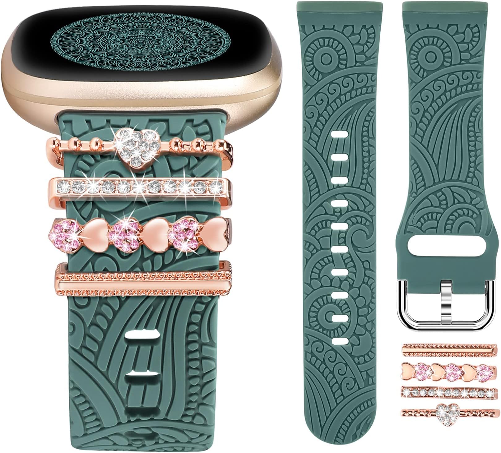 Amazon.com: TOYOUTHS Floral Engraved Band with Decorative Charms ...