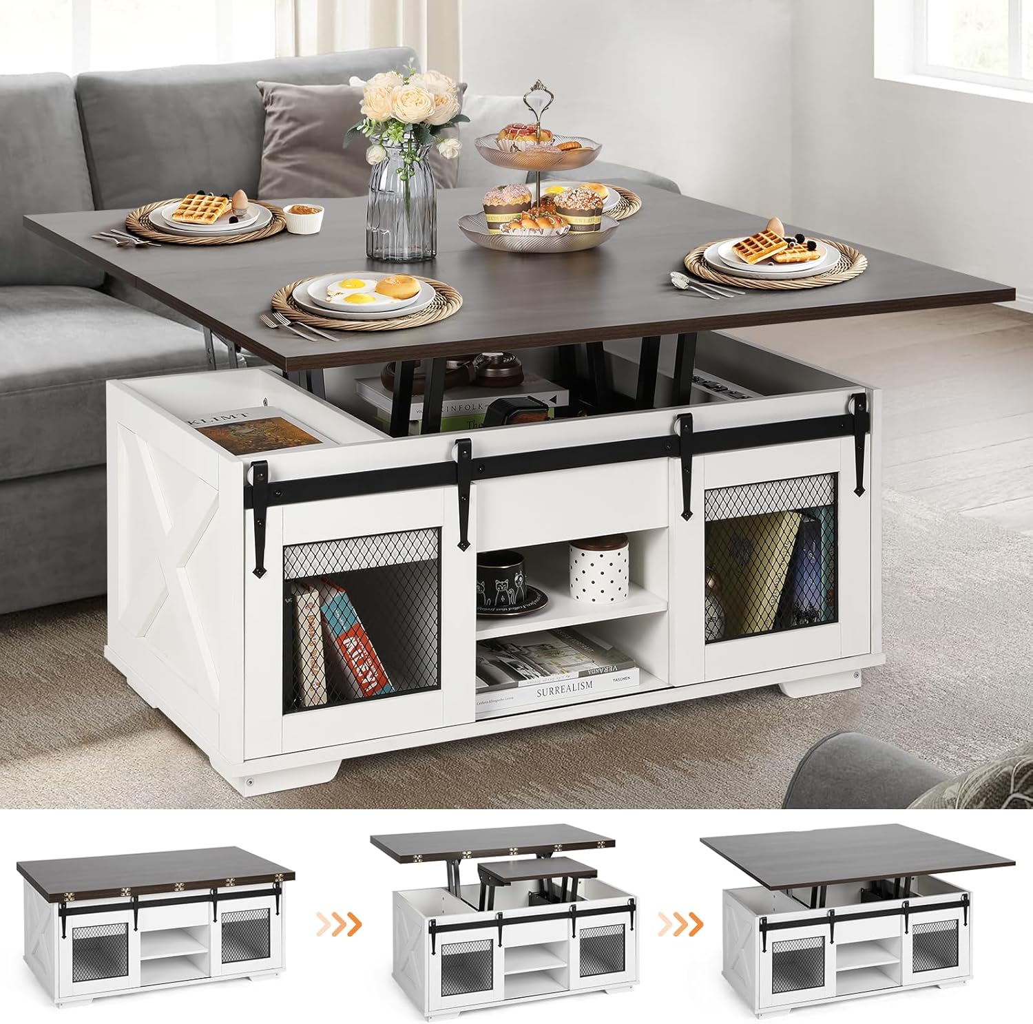 Amazon.com: VOWNER Lift Top Coffee Table, 3 in 1 Multi-Function Coffee ...