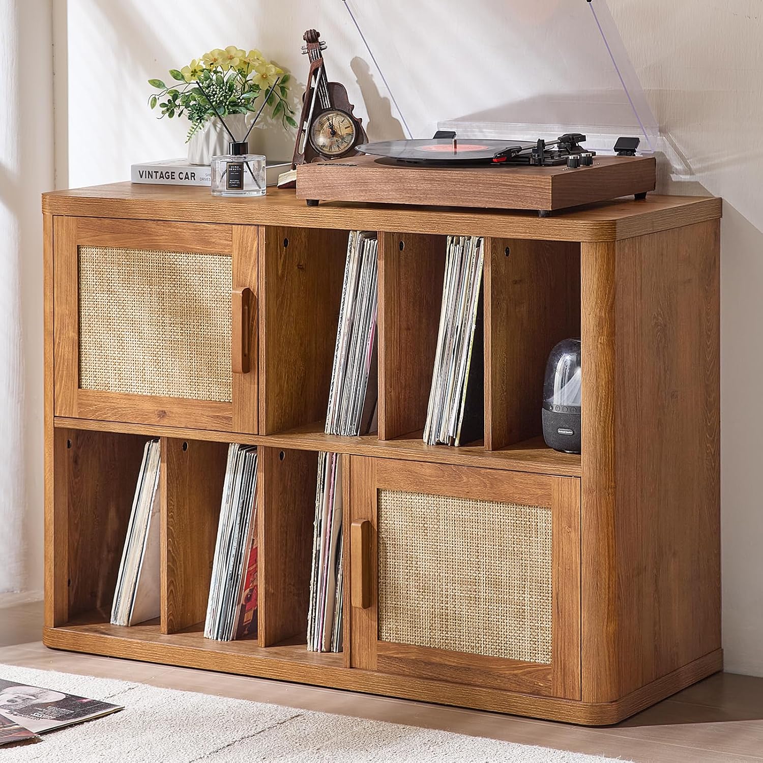 Amazon.com: LEYAOYAO Large Record Player Stand with Vinyl Storage Up to ...