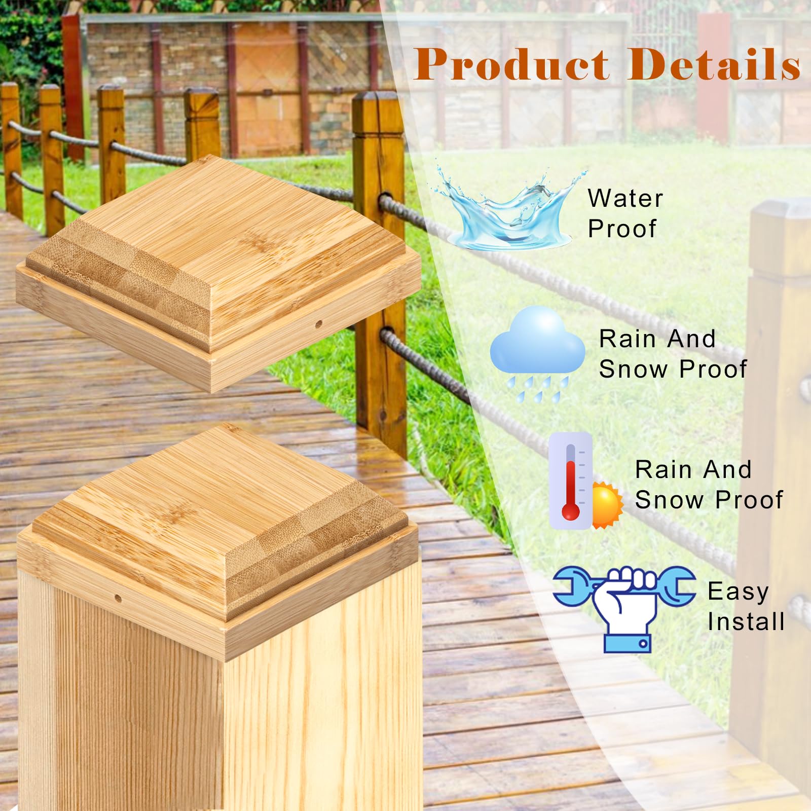 Newel Post Cap 2-Pack 4x4 Wood Post Caps For Fences & Decks - Cedar ...