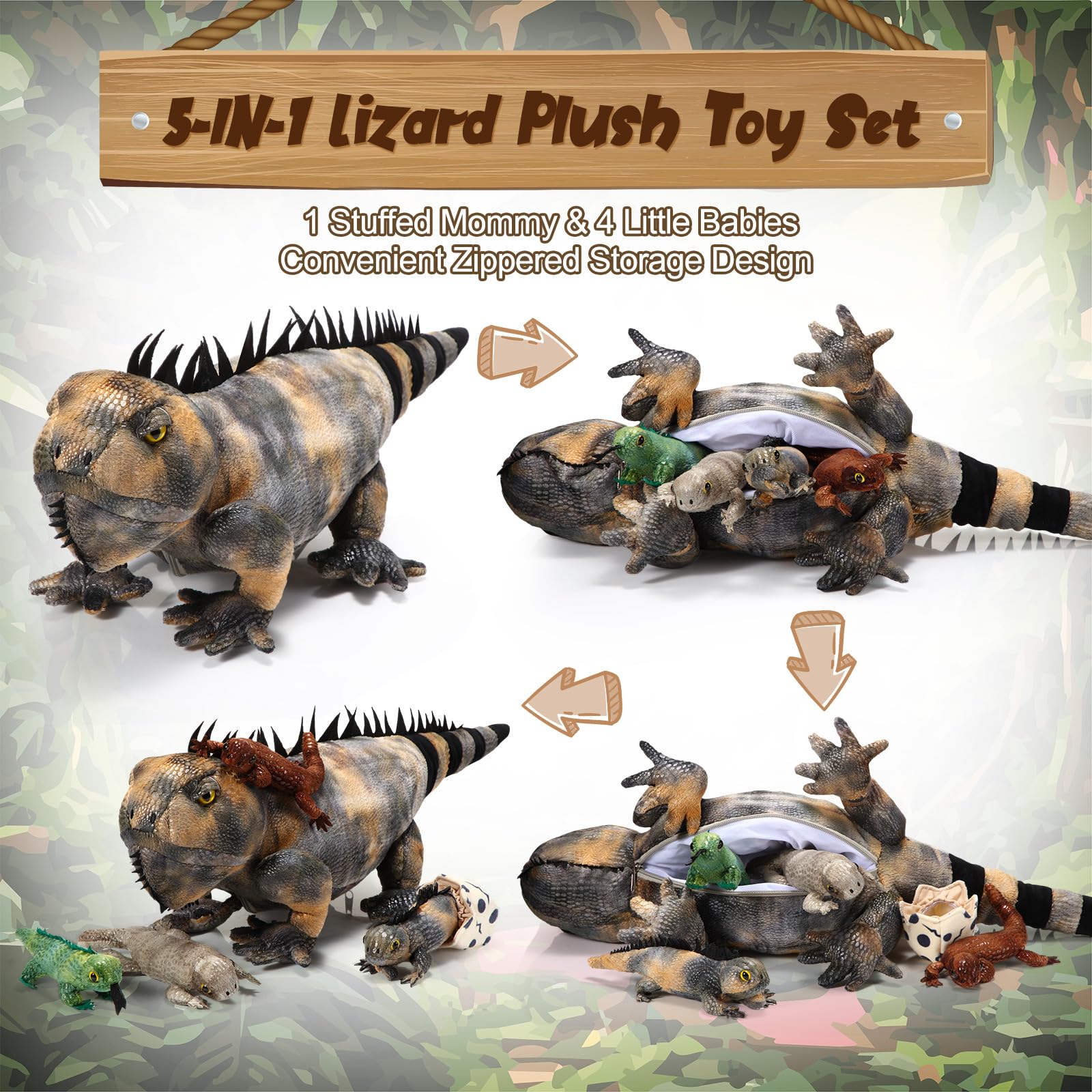 Snapklik.com : Lenwen 5 Pieces Iguana Lizard Plush Toy Set - 26 Inch ...