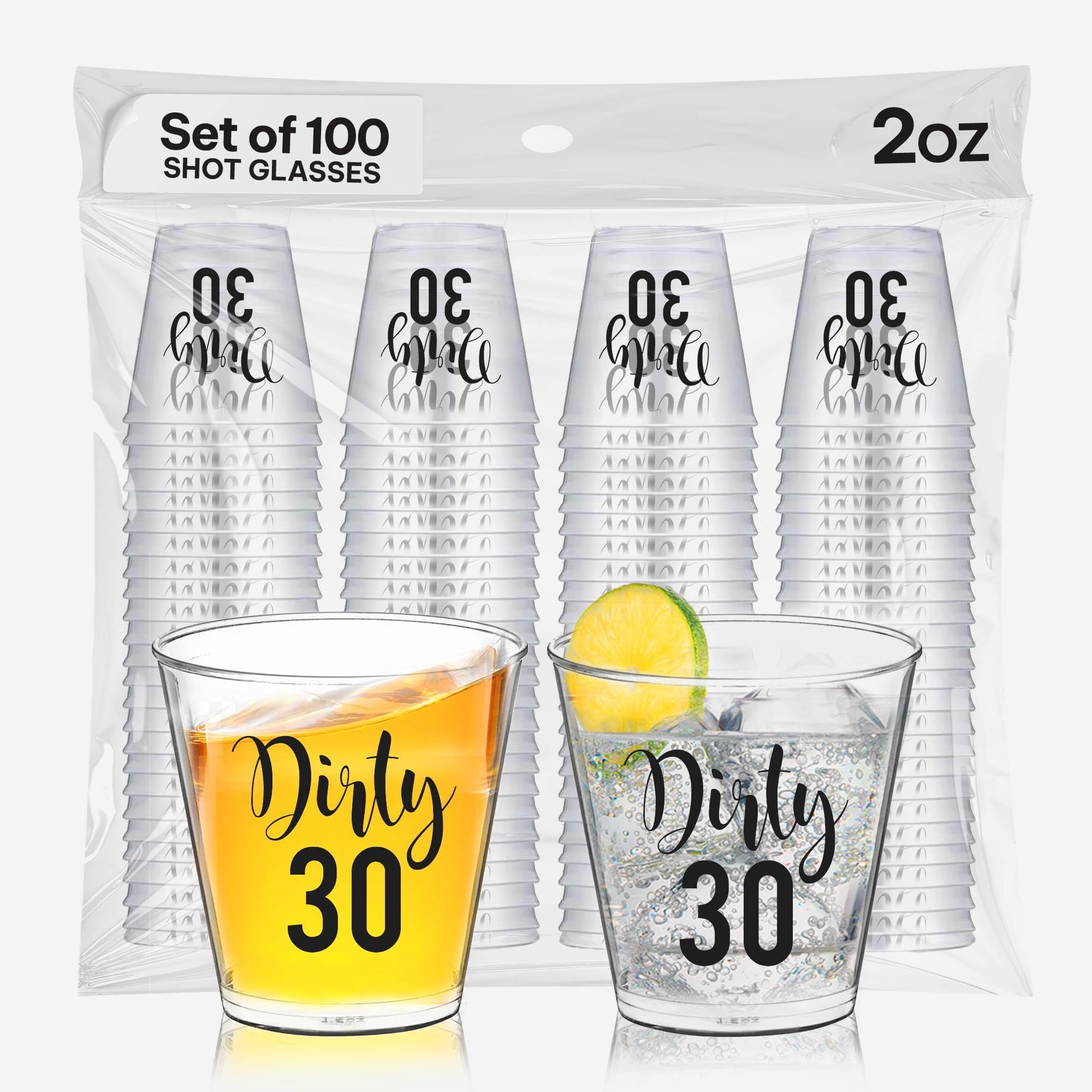 Amazon.com | Dirty 30 Shot Glasses Disposable 100 PCS - 2oz 30th ...