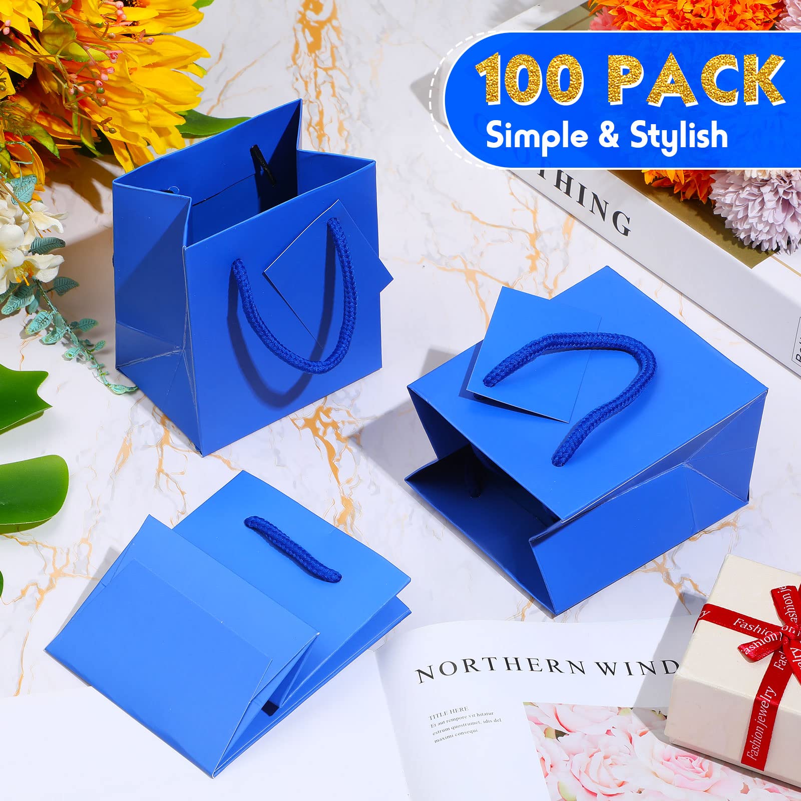 Snapklik.com : 100 Pack Mini Gift Bags Bulk, 4 X 2.75 X 4.5 Inches ...