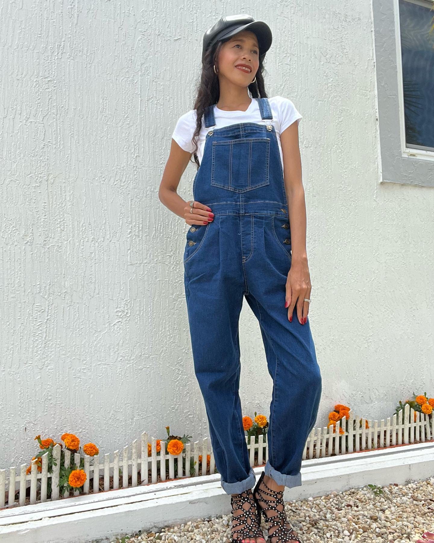 Snapklik.com : Womens Casual Adjustable Straps Denim Bib Overalls Deep ...